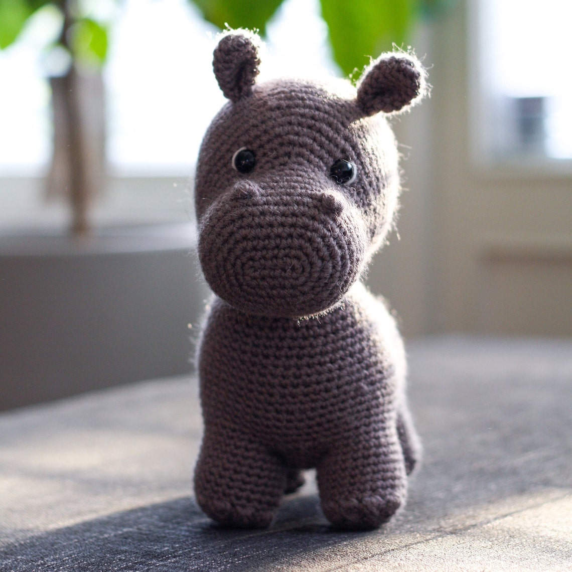 READY TO SHIP: Crochet Hippo Crochet Grey Hippopotamus - Etsy