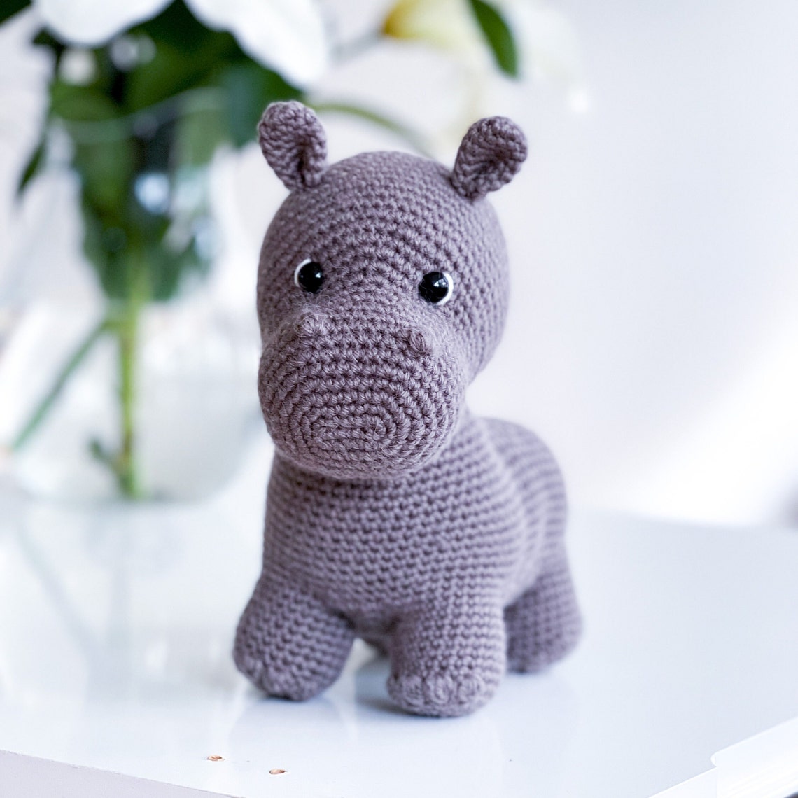 READY TO SHIP: Crochet Hippo Crochet Grey Hippopotamus - Etsy