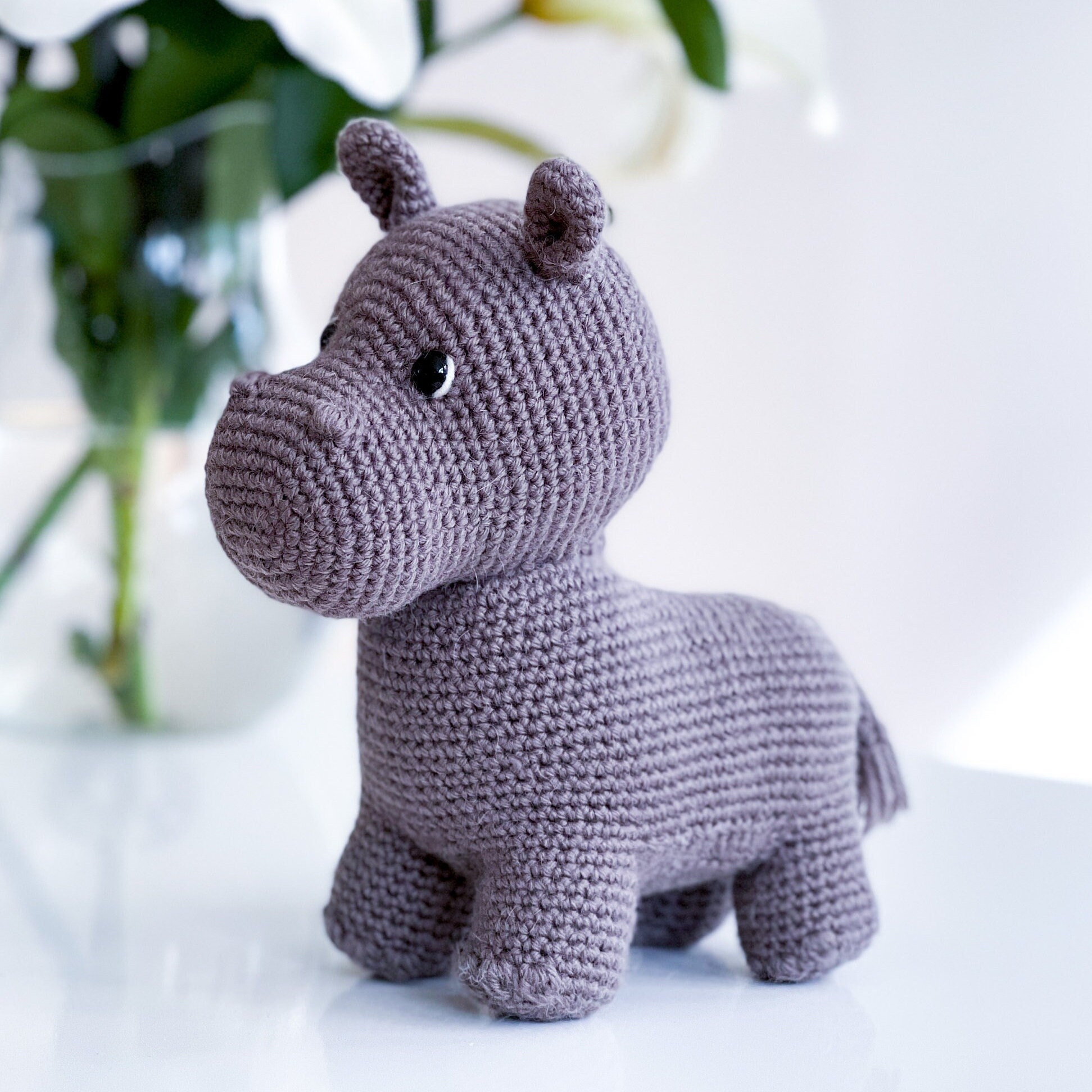 READY TO SHIP: Crochet Hippo Crochet Grey Hippopotamus Amigurumi Soft ...