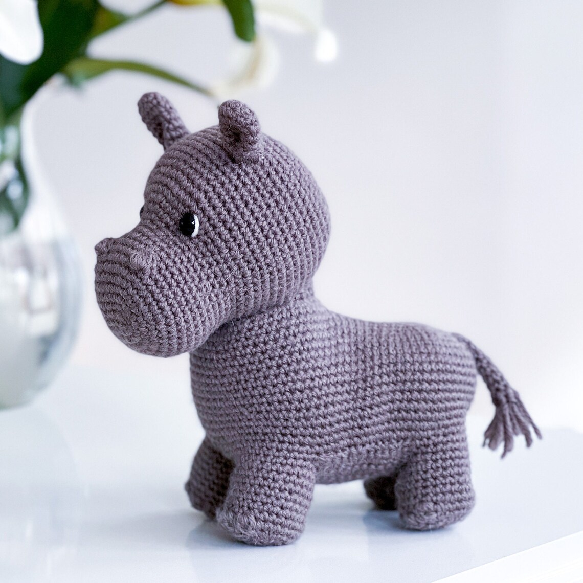 READY TO SHIP: Crochet Hippo Crochet Grey Hippopotamus - Etsy