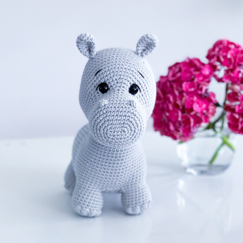 READY TO SHIP: Crochet Hippo Crochet Grey Hippopotamus - Etsy