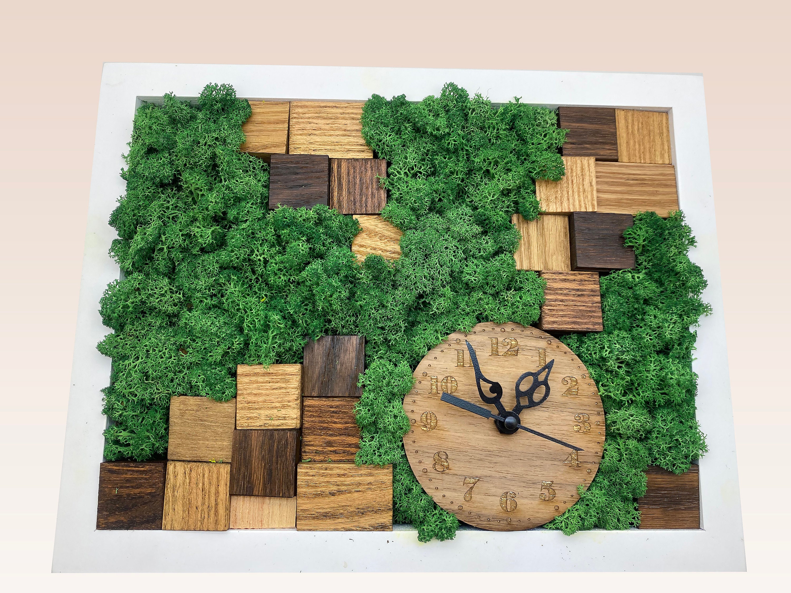 Wall Clock With Moss Handmade Wall Clock With Moss Tree - Etsy