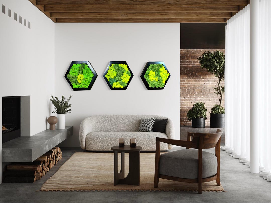 Moss Wall Art, Moss Art Frame, Wooden Frame With Moss, Handmade Wall ...