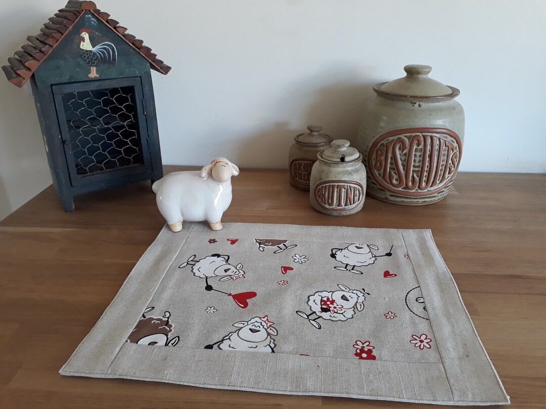 Manteles de lino, Juego de 4 Funky Sheep - Etsy España