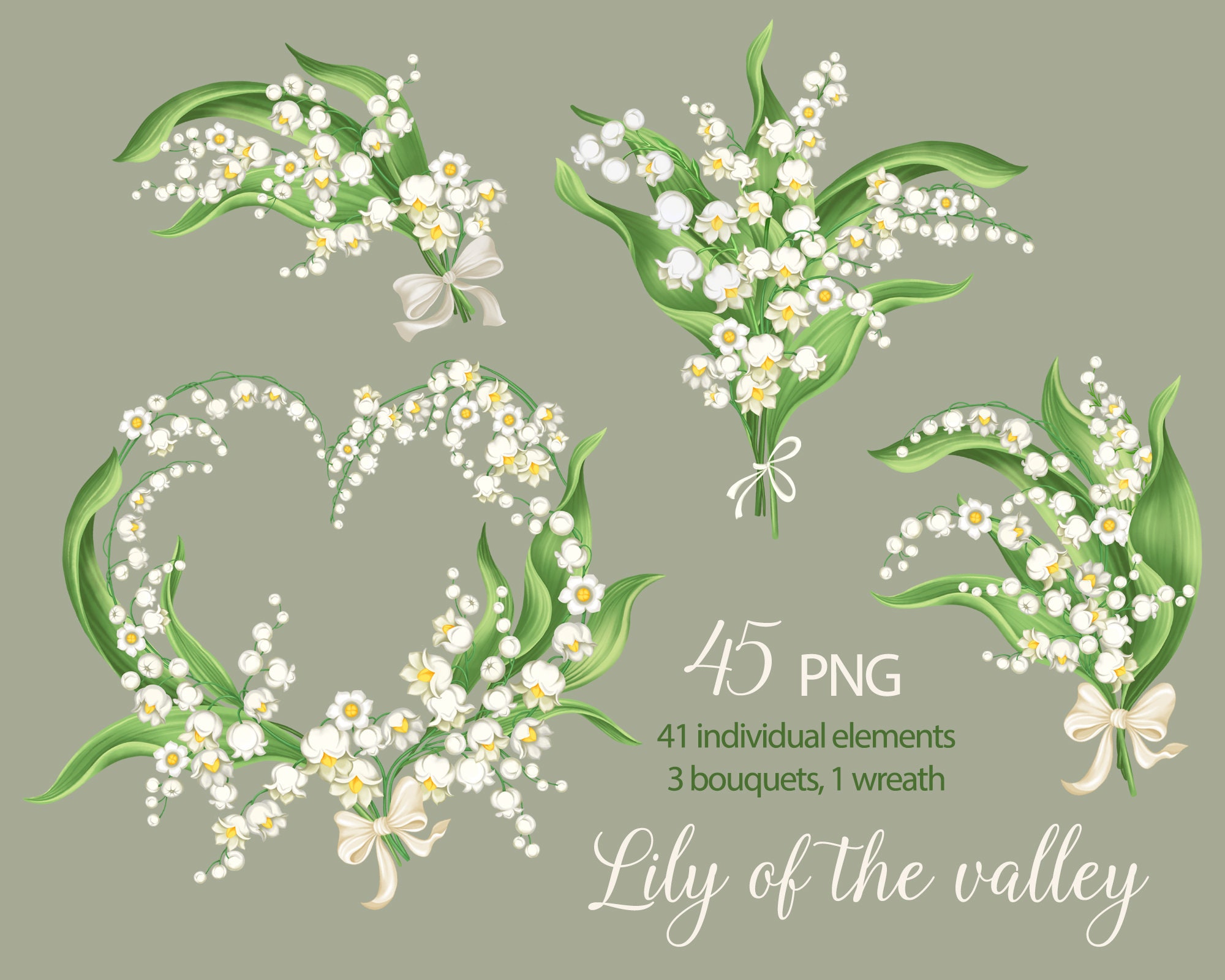 Lily of the Valley Clipart Lily of the Valley Botanical Clip | Etsy