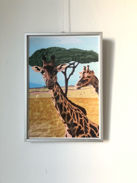 Mural Giraffe Art Print of an Original Painting on Canvas - Etsy