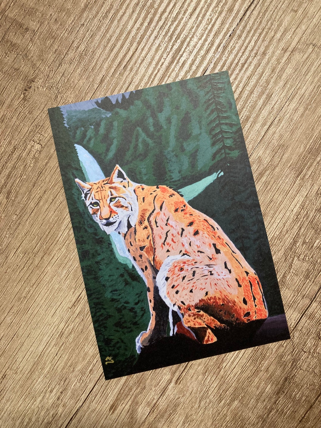 Postcard Lynx, Wild Animal Card, Greeting Card From Artist's Hand - Etsy