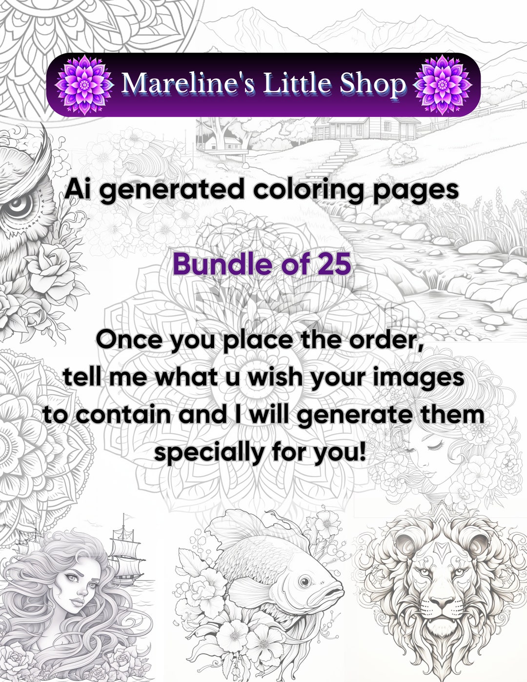 Ai Generated Coloring Pages - Bundle of 25 - Etsy