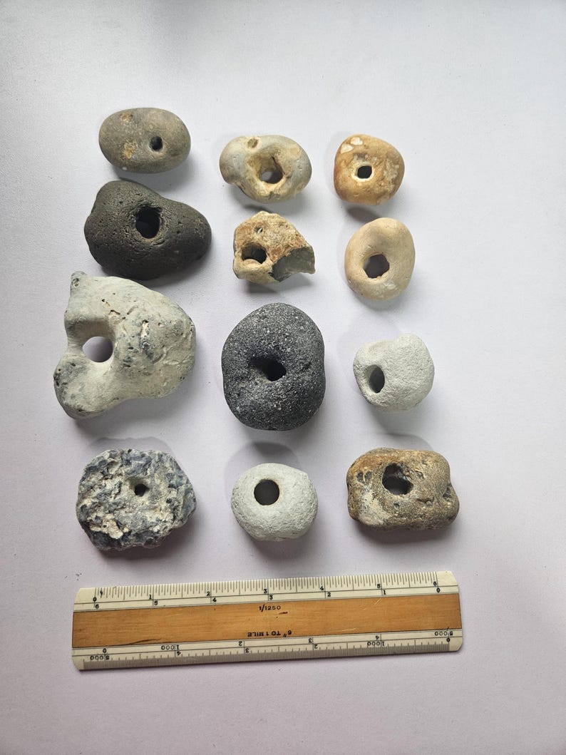 Large Lucky Hag Stones, Large Witch Stones 12 Piece Set, English Hag ...