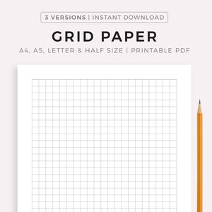 Grid Paper Printable, Squared Paper, Planner Inserts, A4/a5/letter/half ...