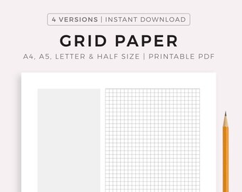 Printable Grid Paper, 3/4 Red Grid, Version 2.0 Instant Download ...