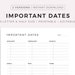 Yearly Important Dates Printable Birthdays Anniversaries | Etsy