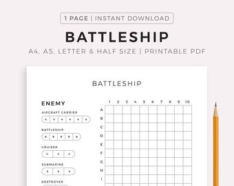 Battleship PRINTABLE Game - Etsy