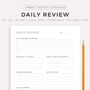Daily Review, Daily Reflection, Daily Evaluation, Daily Summary ...