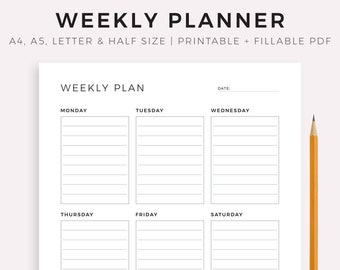 Weekly to Do List Printable, Minimalist Weekly Planner, Weekly Agenda ...