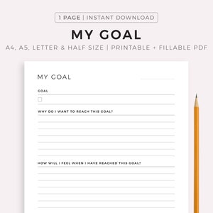 My Goal Printable Life Goal, Fitness Goal, Career Goal, Finance Goal ...