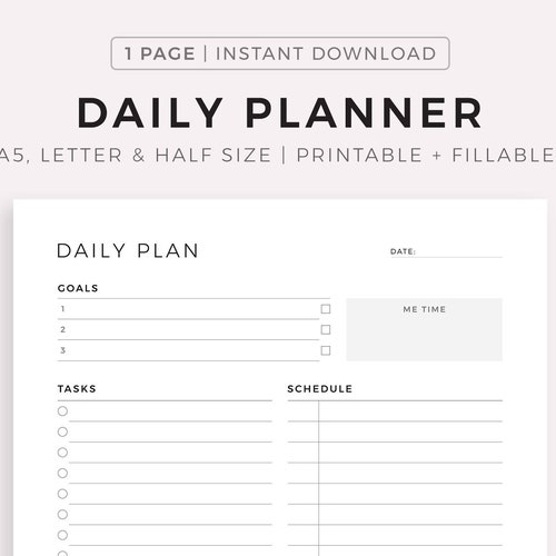 Daily Planner Printable Daily to Do List Productivity - Etsy