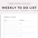 Weekly to Do List Printable Minimalist Weekly Planner Weekly - Etsy