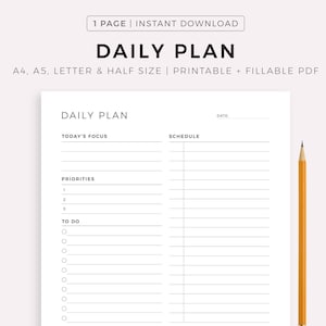 Fillable Daily Planner Printable, Daily Meal Planner, to Do List ...