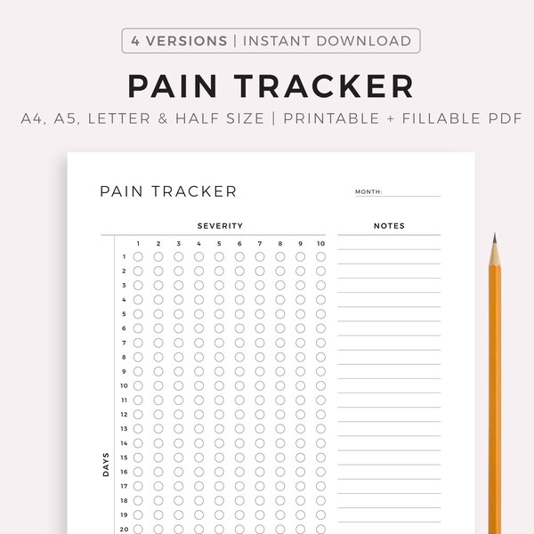 Printable Pain Diary - Etsy