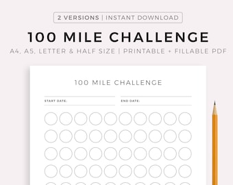 100 Mile Walking/running Challenge Tracker Printable Workout - Etsy