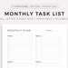 Monthly Task List Monthly Planning Printable to Do List - Etsy