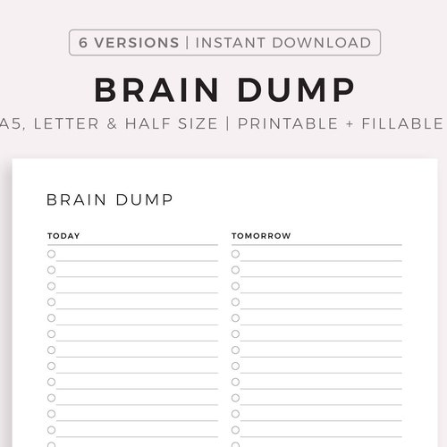 Brain Dump Excel Spreadsheet Adhd to Do List Excel - Etsy Australia