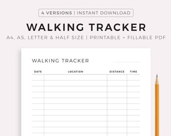 Walking Tracker Printable, Walking Journal, Walking Log, Daily Exercise ...
