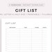 Simple Gift List Planner Printable Gift Ideas Gift Tracker - Etsy