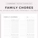 Weekly Family Chores Printable House Responsibilities 4 6 - Etsy