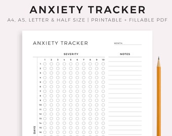 Anxiety Tracker Printable Template, Track Daily Anxiety Levels, Anxiety ...