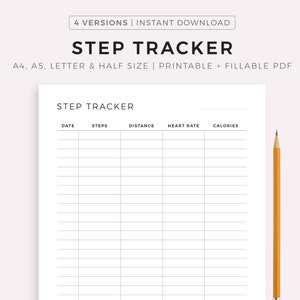 Step Tracker Printable, Step Log, Walking Journal, Exercise Log, Health ...