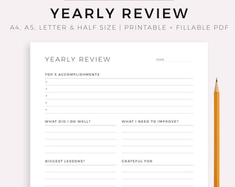 Yearly Reflection Journal, Yearly Review, Annual Review, Yearly Goals ...