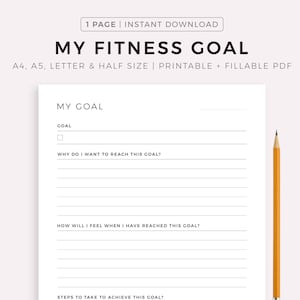 My Fitness Goal Planner Pritnable, Goal Setting, Goal Worksheet ...