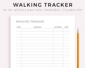 Walking Tracker Printable, Walking Journal, Walking Log, Daily Exercise ...
