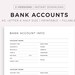 Bank Accounts Tracker Printable Template, Bank Account List, Bank ...