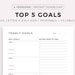 Top 5 Goals Yearly Goals Quarterly Goals Monthly Goals - Etsy