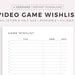 Video Games Wishlist Printable Page, A4/a5/letter/half Size, Instant ...