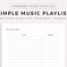 Simple Music Playlist Printable Favorite Songs, Fitness Songs, Happy ...