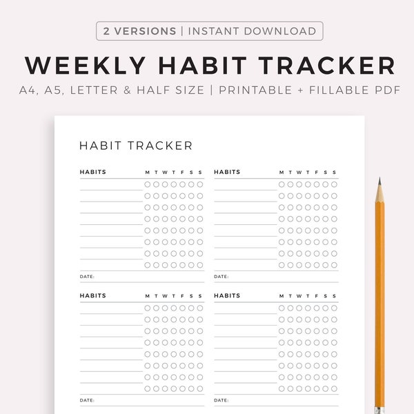 Printable Weekly Habit Tracker - Etsy