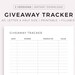 Giveaway Tracker Printable, Business Giveaway, Social Media Influencer ...