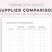 Supplier Comparison Sheet Printable & Fillable, Compare Suppliers for ...