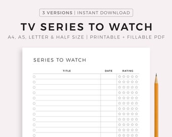Printable Tv Show Tracker Tv Series Tracker Tv Episode - Etsy