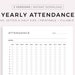 Yearly Employee Attendance Log Printable Working Days, Days Off ...