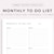 Monthly Checklist Printable & Fillable, Monthly to Do List Template ...