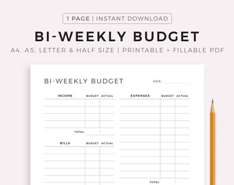 Bi-weekly Budget Planner Printable, Budget Template PDF, Budget by ...