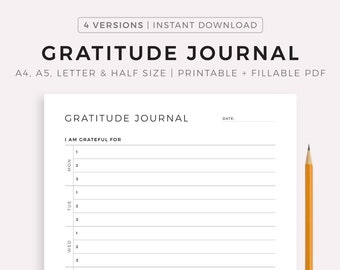 Daily Gratitude Journal Printable Month Page Gratitude Log - Etsy
