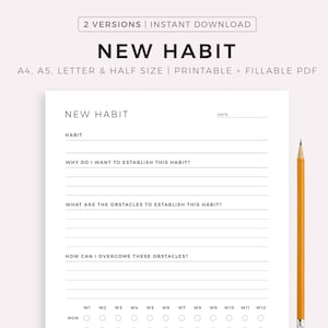 Build a New Habit Planner, 12 Week Habit Tracker Journal, New Routine ...