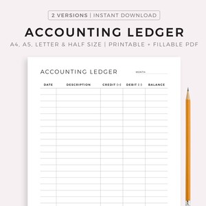 Accounting Ledger Printable, Small Business Bookkeeping, Log for Credit ...