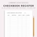 Checbook Register Printable, Check Transaction Tracker, Checkbook Log ...